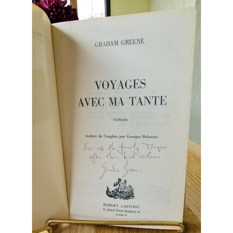 livre avec envoi manuscrit autographe signé DE GRAHAM GREENE